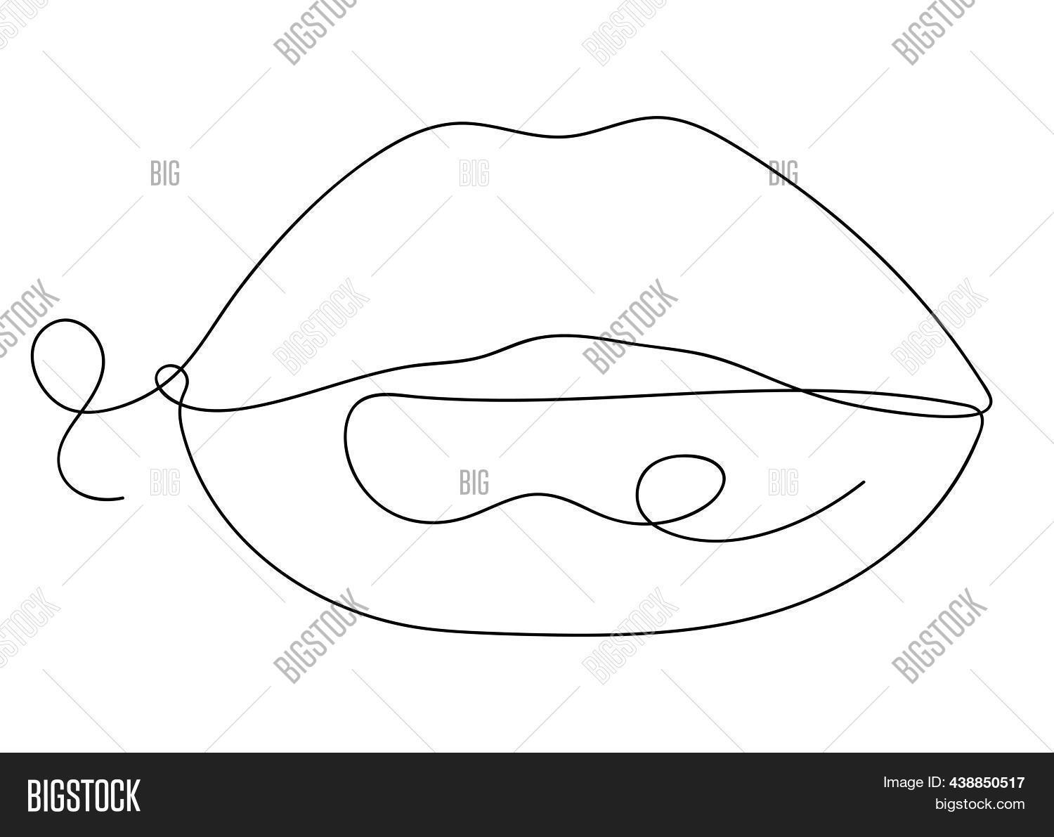 Linear Drawing Lips. Image & Photo (Free Trial) | Bigstock