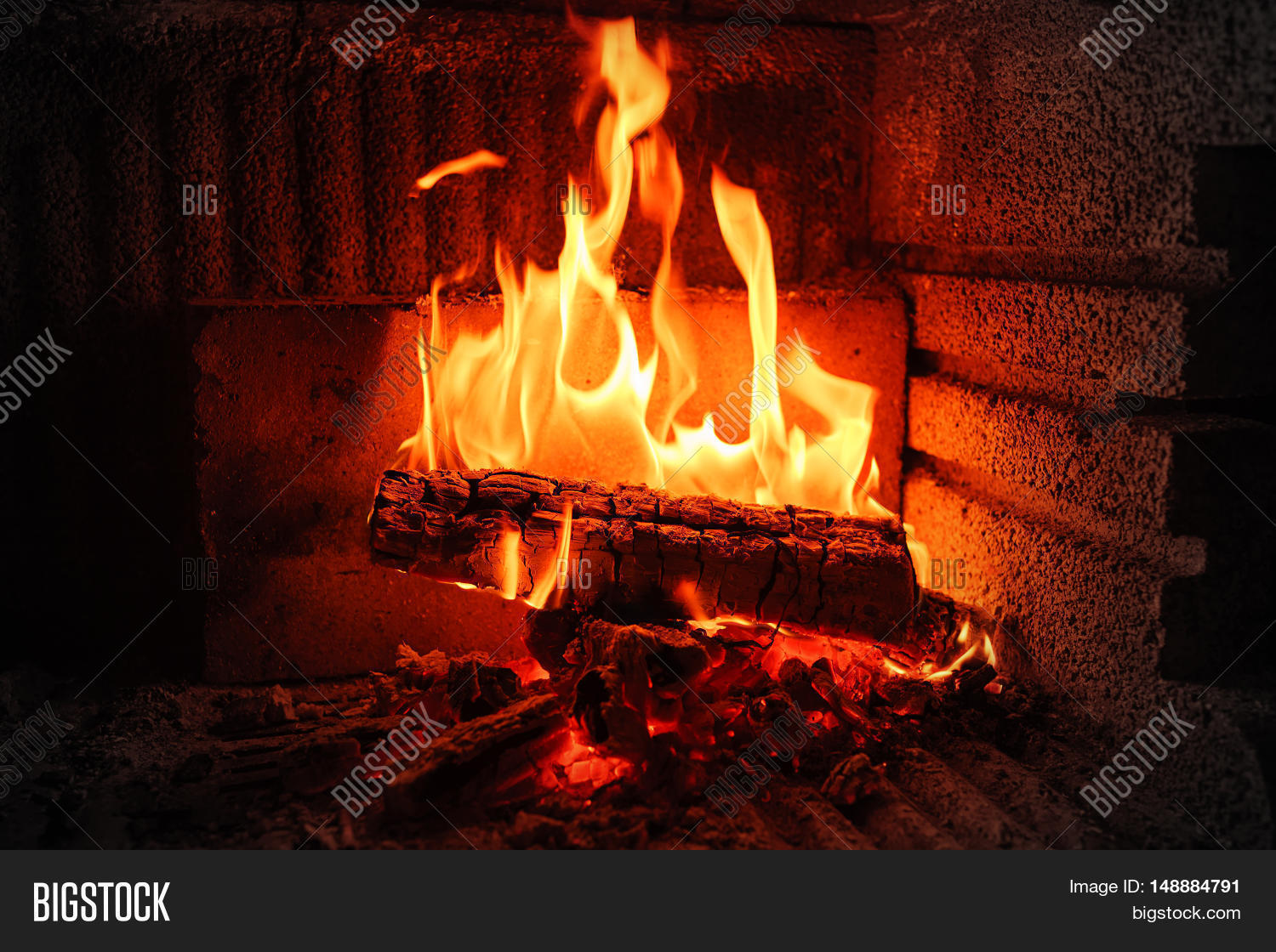Burning Fireplace. Image & Photo (Free Trial) | Bigstock