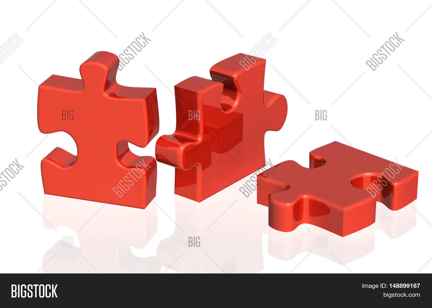 Three Parts Puzzle Red Image & Photo (Free Trial) | Bigstock