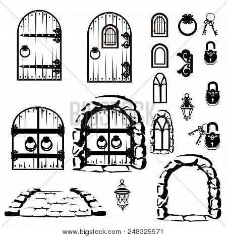 Vintage Set Old Doors Vector & Photo (Free Trial) | Bigstock