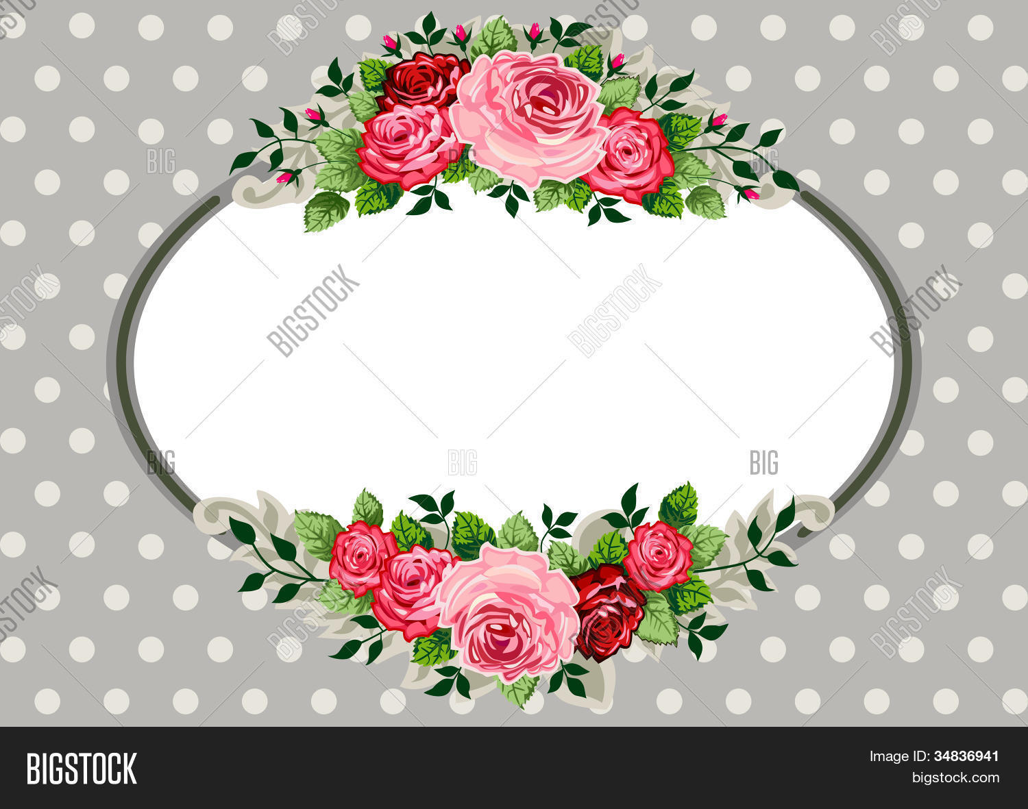 Retro Oval Roses Vector & Photo (Free Trial) | Bigstock