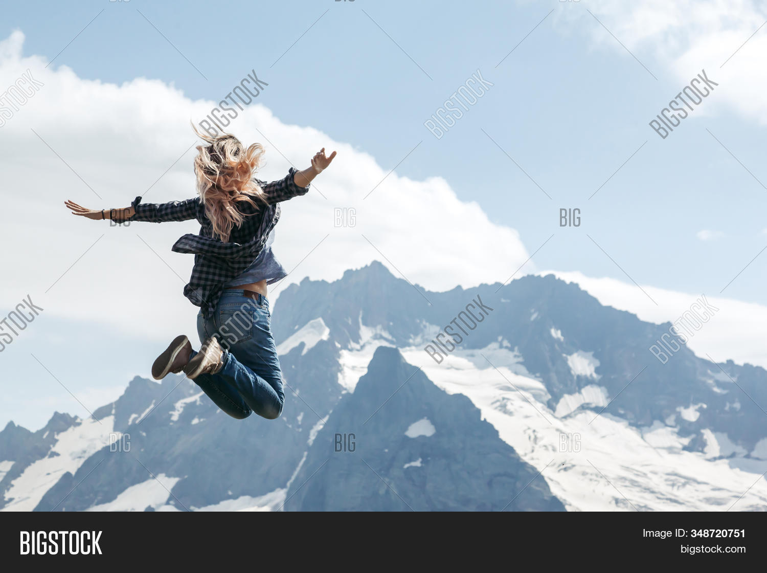 Woman Hiker Jumping On Image & Photo (Free Trial) | Bigstock