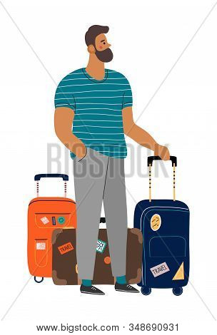 Waiting Man Suitcases Vector & Photo (Free Trial) | Bigstock