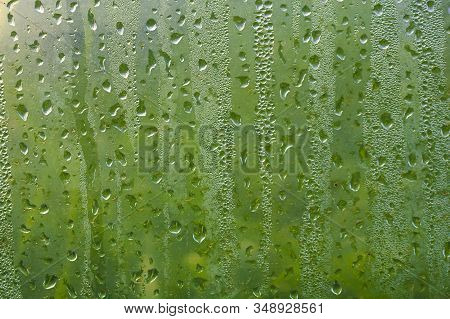 Wet Transparent Plastic Film With Drops Of Water After Rain. Water ...