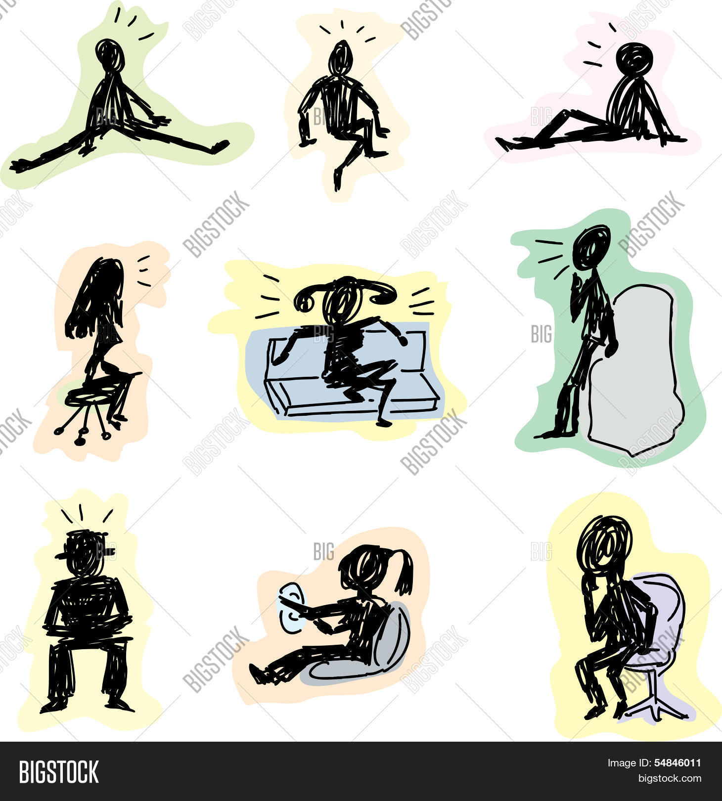 Stick Figures Sitting Vector & Photo (Free Trial) | Bigstock