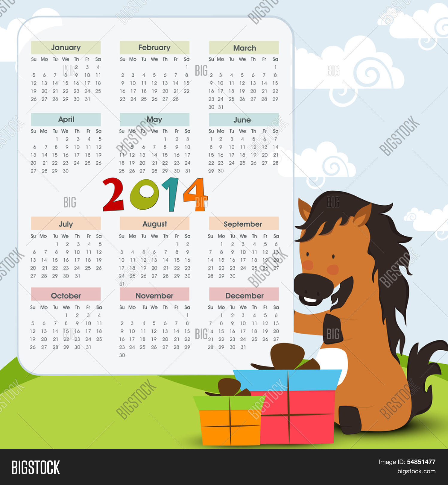 2014 Year Calendar Vector & Photo (Free Trial) | Bigstock