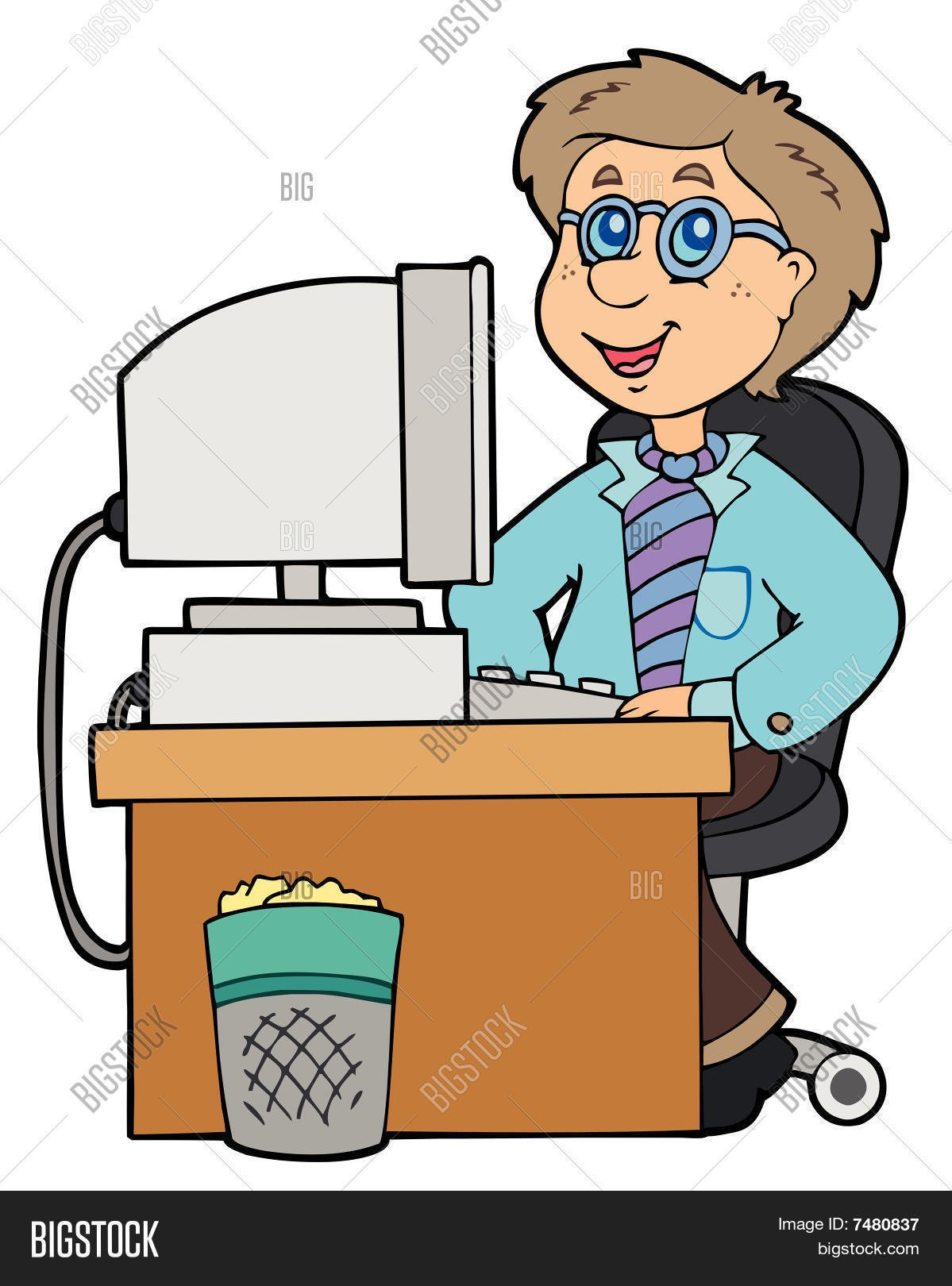 Vector y foto Oficinista De Dibujos Animados | Bigstock