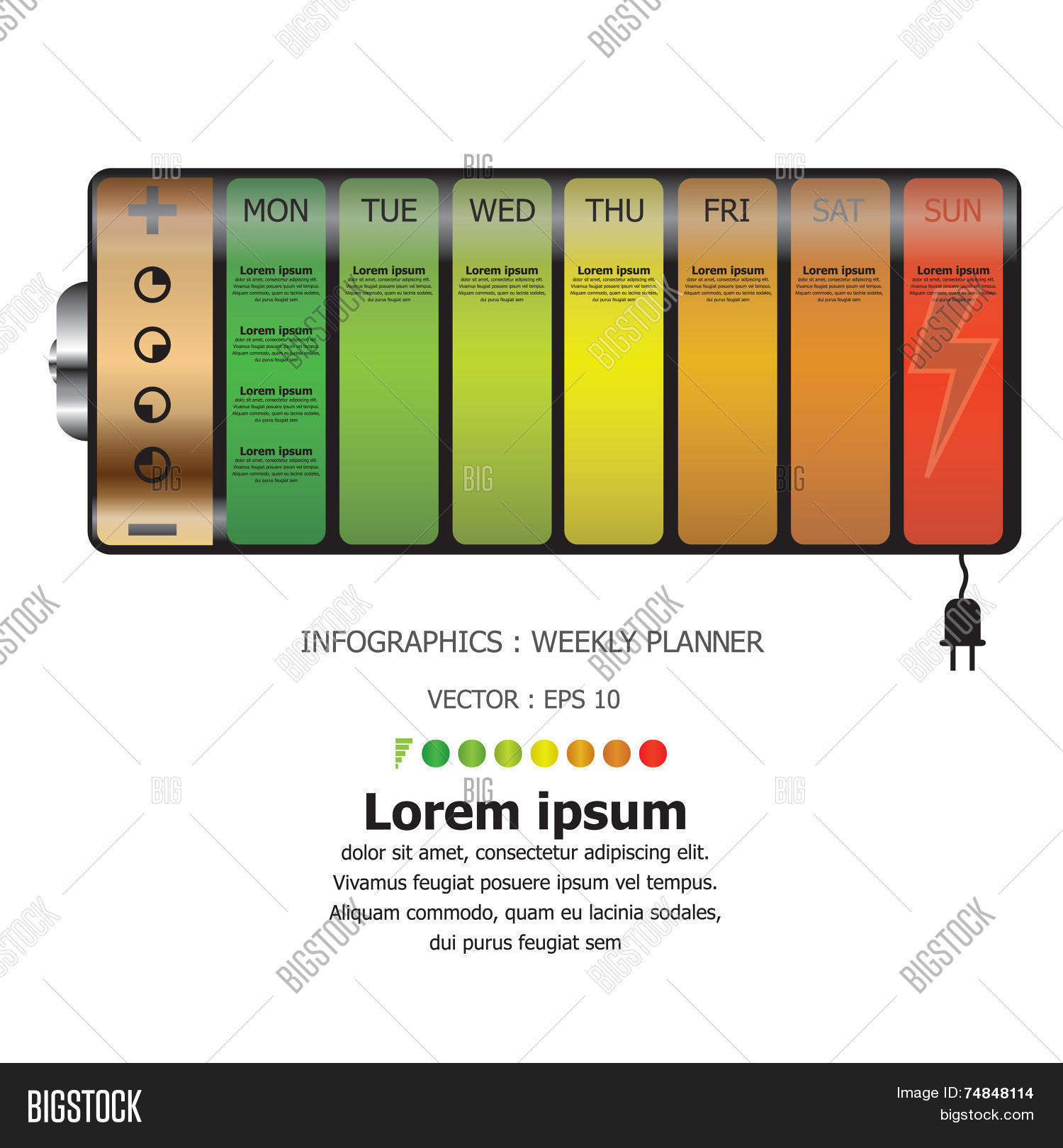 Battery Shape Weekly Vector & Photo (Free Trial) | Bigstock