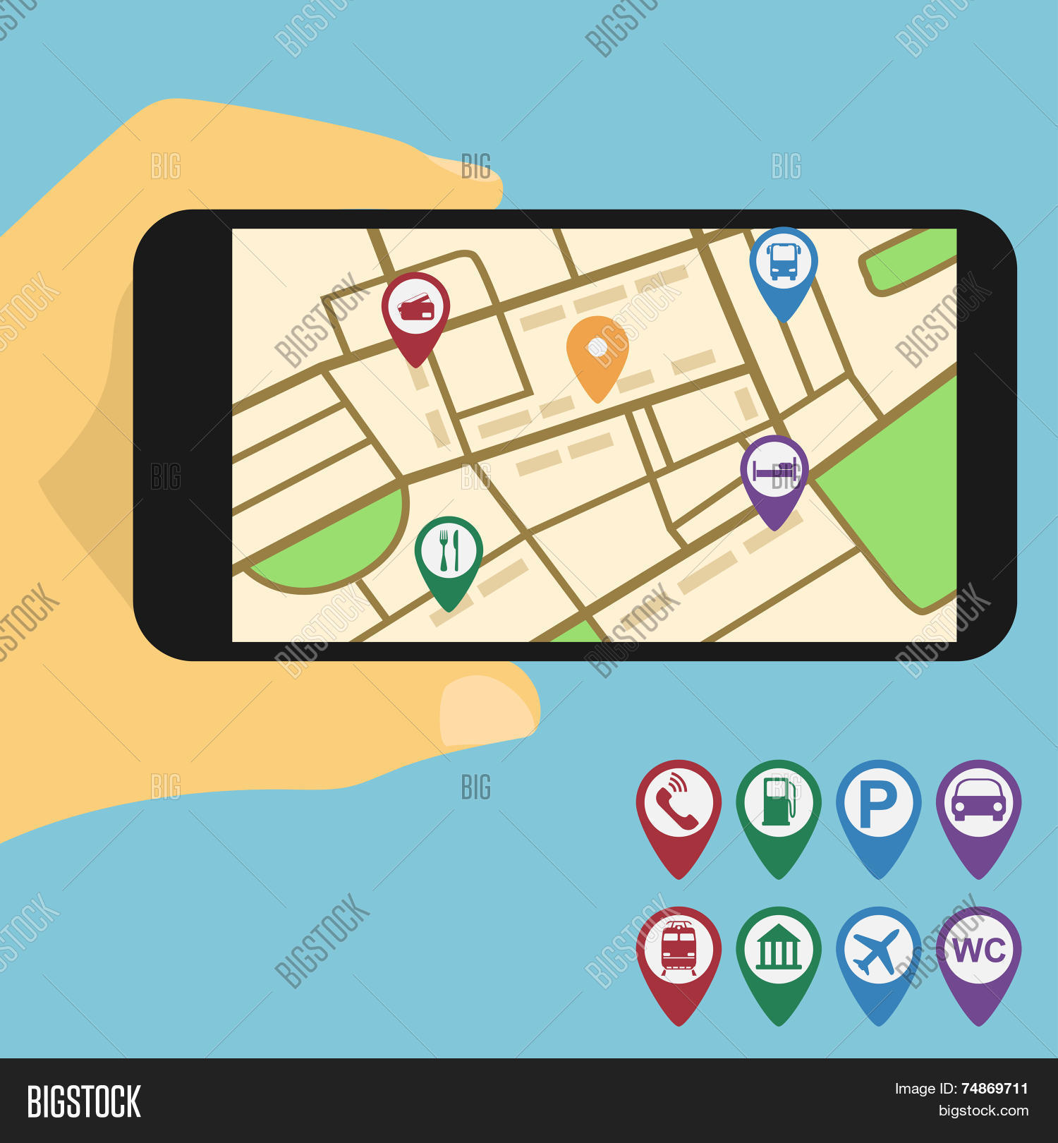 Mobile Map Vector & Photo (Free Trial) | Bigstock
