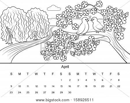 April Calendar Vector & Photo (Free Trial) | Bigstock