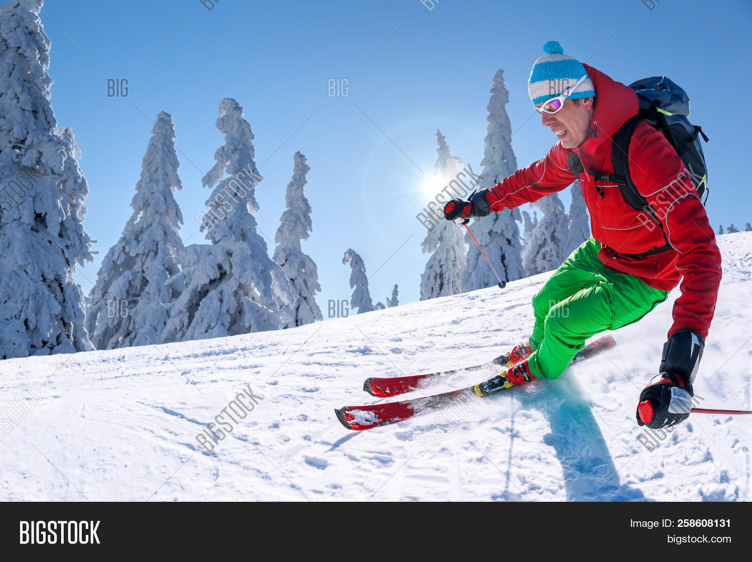 Skier Skiing Downhill Image & Photo (Free Trial) | Bigstock