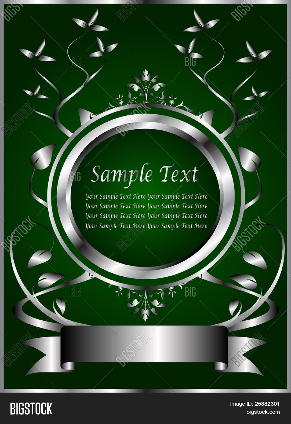 Green Silver Floral Vector & Photo (Free Trial) | Bigstock