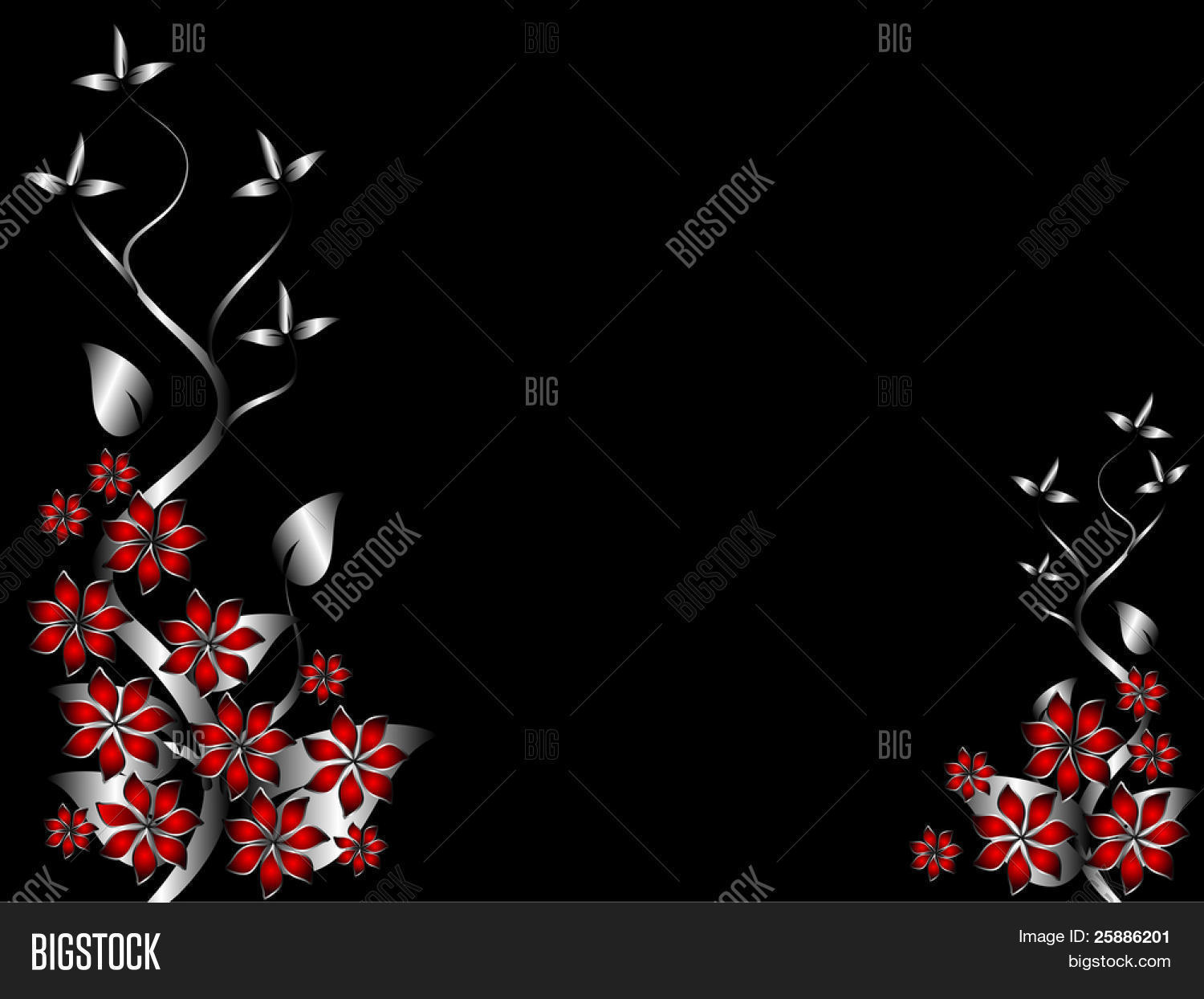 Silver Red Floral Vector & Photo (Free Trial) | Bigstock
