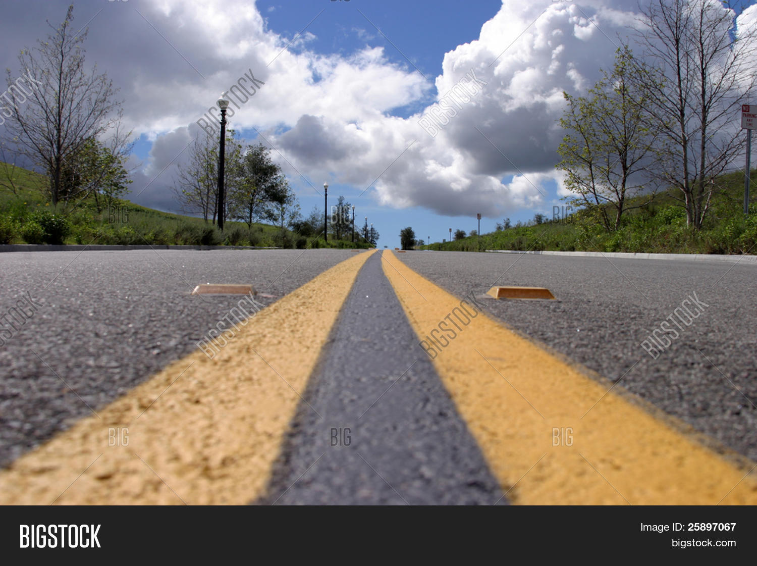 Two Lane Road Blue Sky Image & Photo (Free Trial) | Bigstock