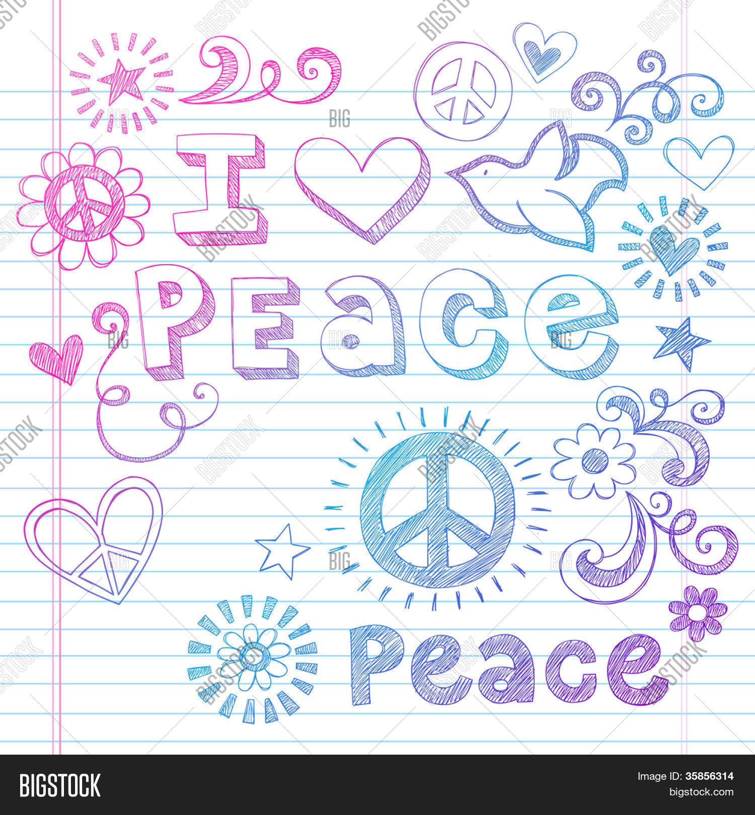 Peace Love Sketchy Vector & Photo (Free Trial) | Bigstock