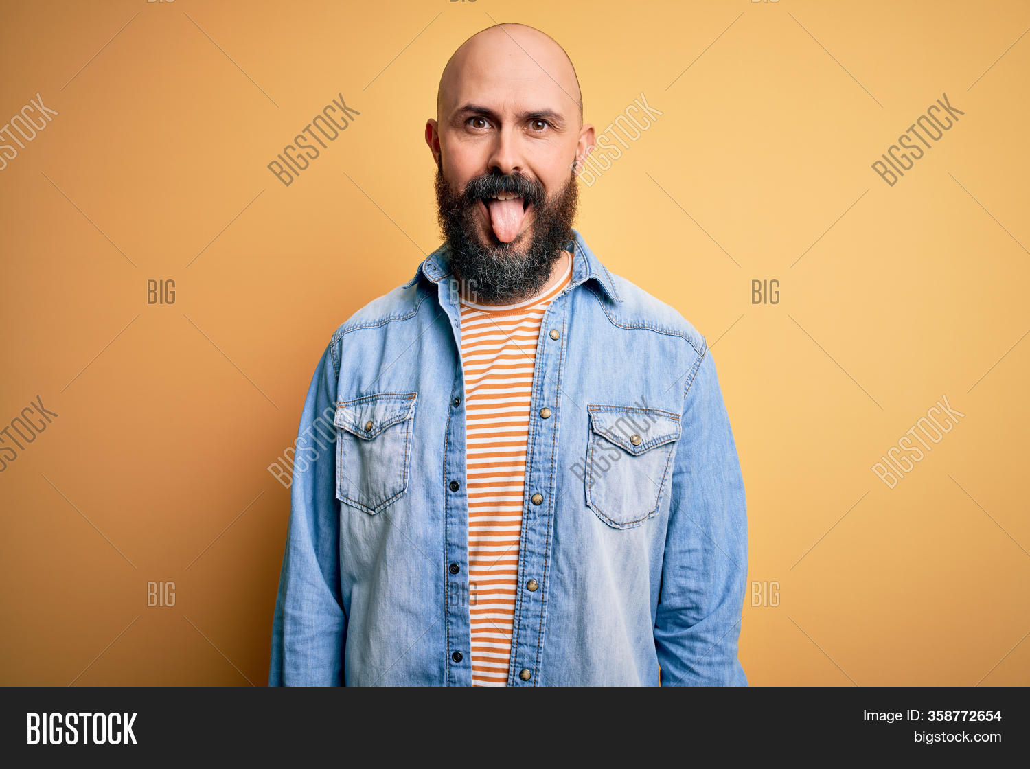 Funny Bald Man With Eyebrow