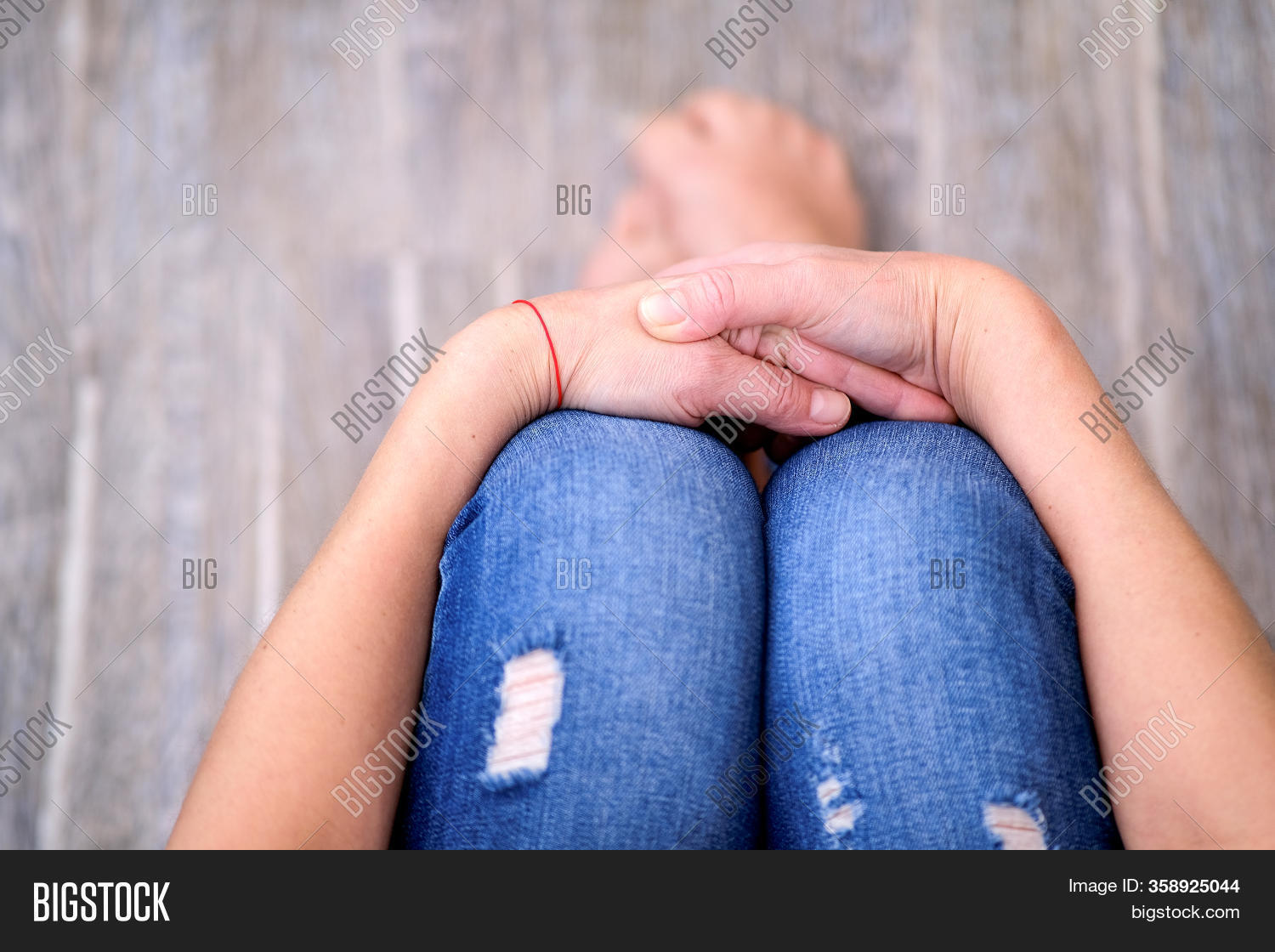 Girl Sitting Her Hands Image & Photo (Free Trial) | Bigstock