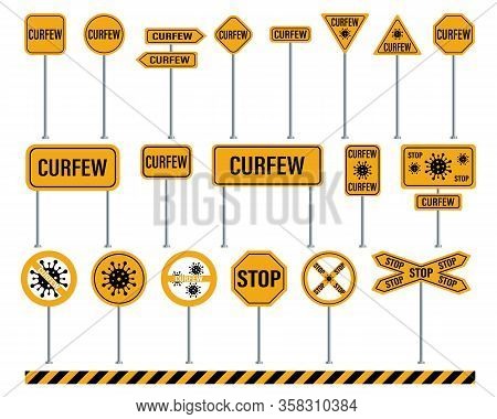 Curfew Warning Road Vector & Photo (Free Trial) | Bigstock