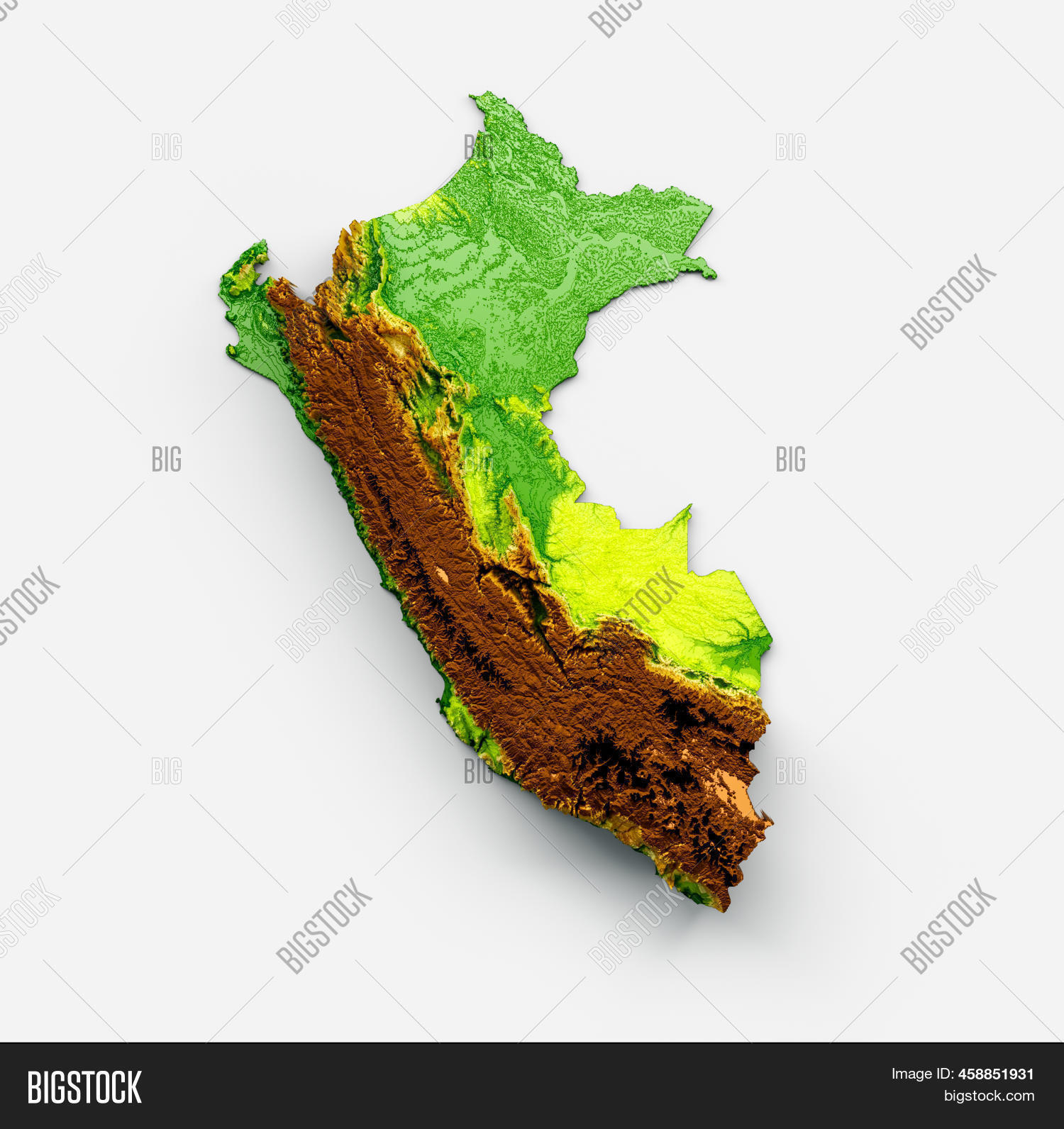 Peru Map Shaded Relief Image & Photo (Free Trial) | Bigstock