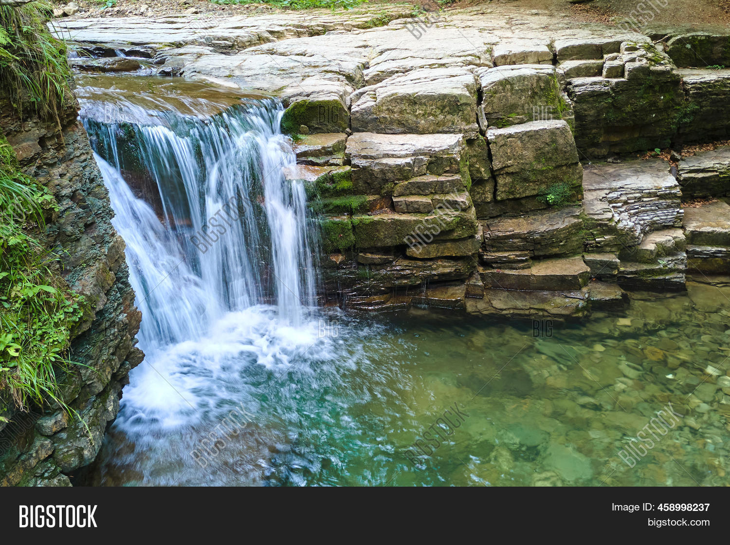 Waterfall On Mountain Image & Photo (Free Trial) | Bigstock