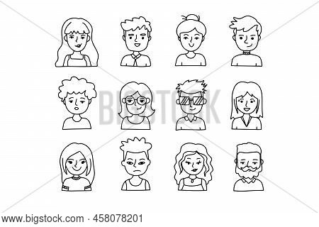 Faces Outline Doodle Vector & Photo (Free Trial) | Bigstock