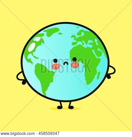 Cute Sad Planet Earth Vector & Photo (Free Trial) | Bigstock