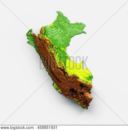 Peru Map Shaded Relief Image & Photo (Free Trial) | Bigstock