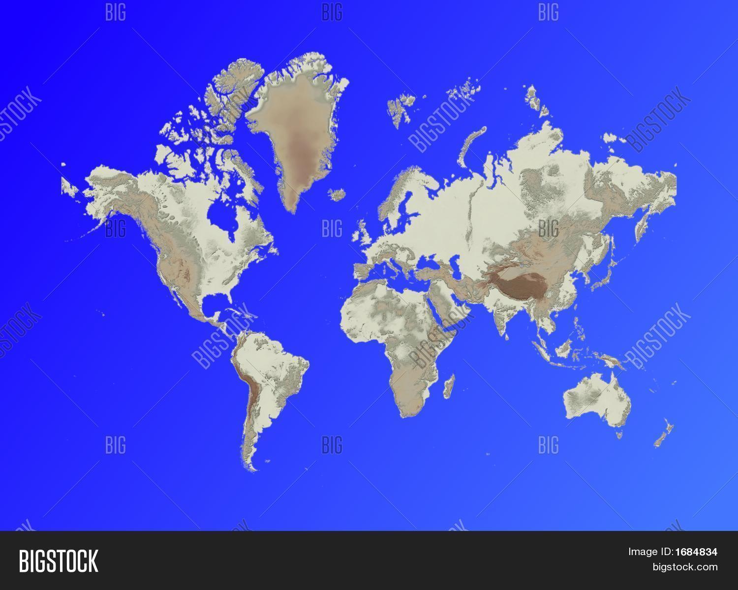 Relief Map World On Image & Photo (Free Trial) | Bigstock