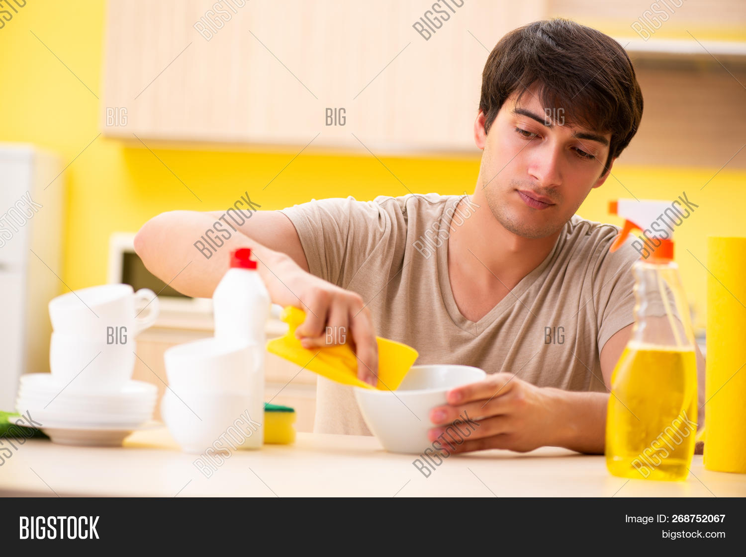 Man Washing Dishes Image & Photo (Free Trial) | Bigstock