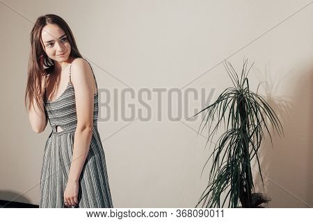 Happy Girl Grey Dress Image & Photo (Free Trial) | Bigstock