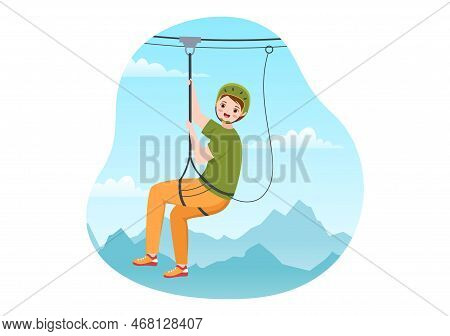 Zip Line Illustration Vector & Photo (Free Trial) | Bigstock
