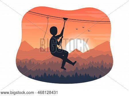Zip Line Illustration Vector & Photo (Free Trial) | Bigstock