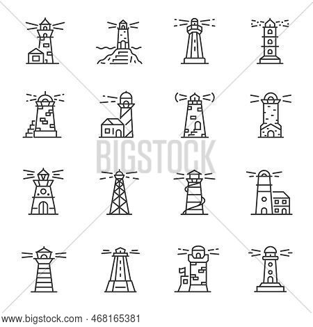 Lighthouse, Icon Set Vector & Photo (Free Trial) | Bigstock
