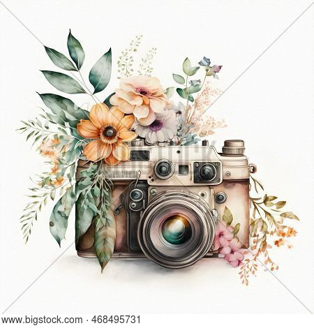 Vintage Flower Camera Drawing Images, Illustrations & Vectors (Free ...