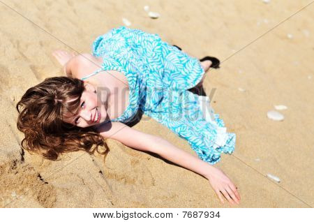 Girl Laying On Sand Image & Photo (Free Trial) | Bigstock