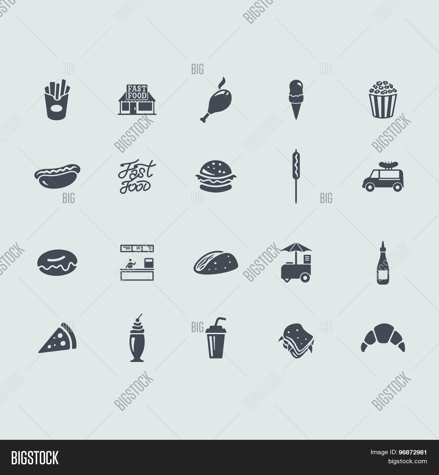 Set Fast Food Icons Vector & Photo (Free Trial) | Bigstock