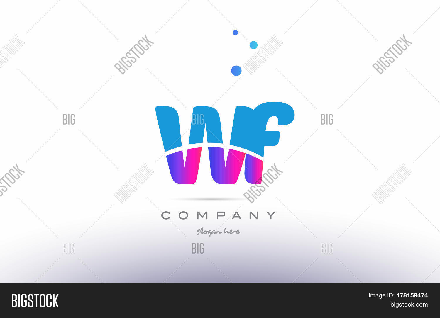 Wf W F Pink Blue Vector & Photo (Free Trial) | Bigstock