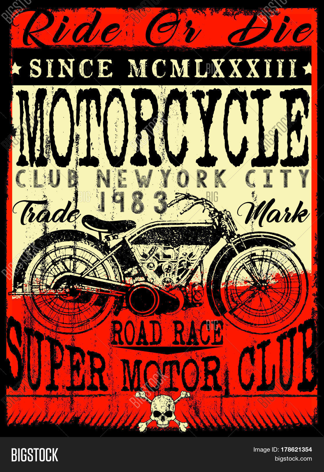 Motorcycle Label T- Vector & Photo (Free Trial) | Bigstock