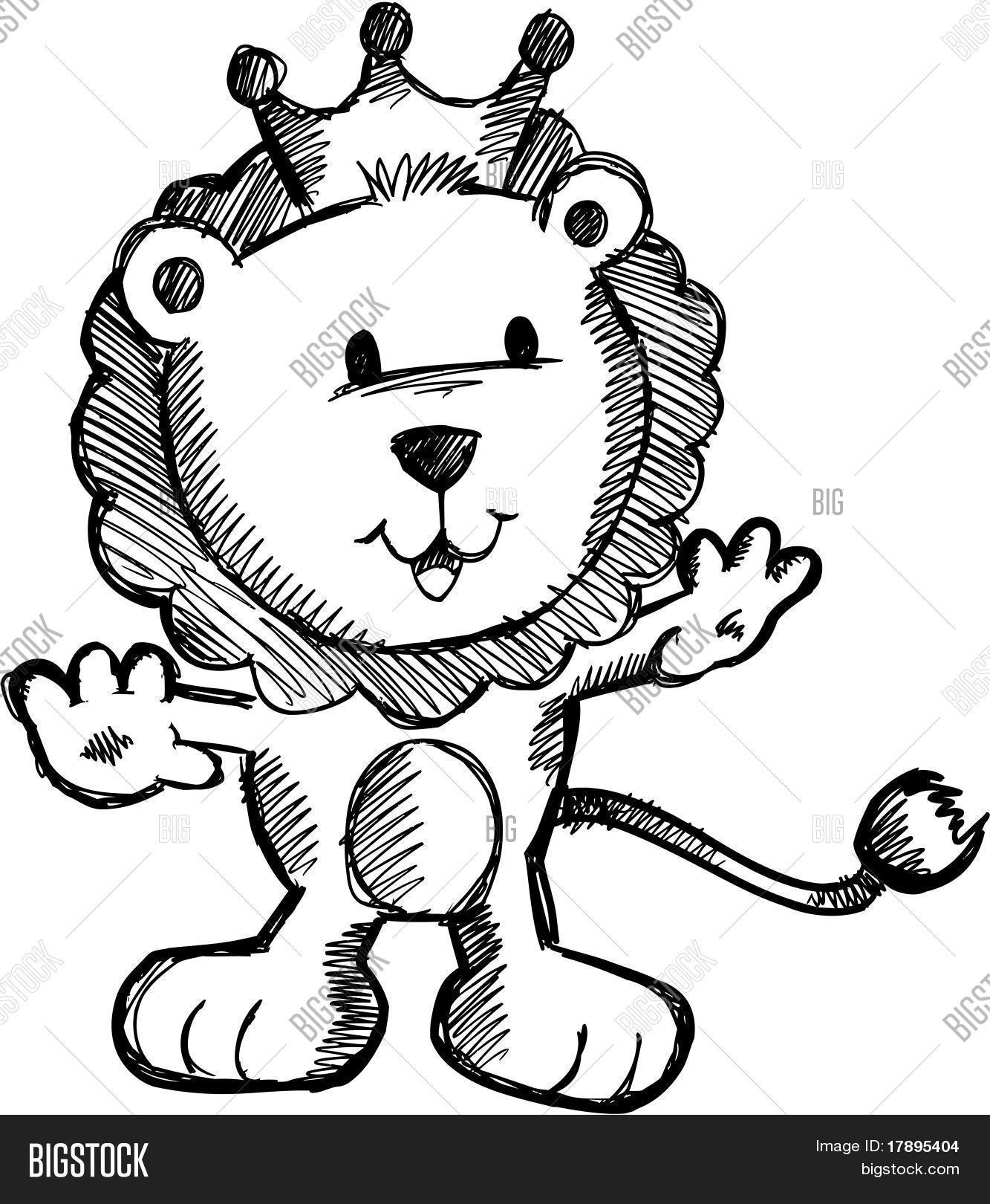 Lion Sketch Doodle Vector & Photo (Free Trial) | Bigstock