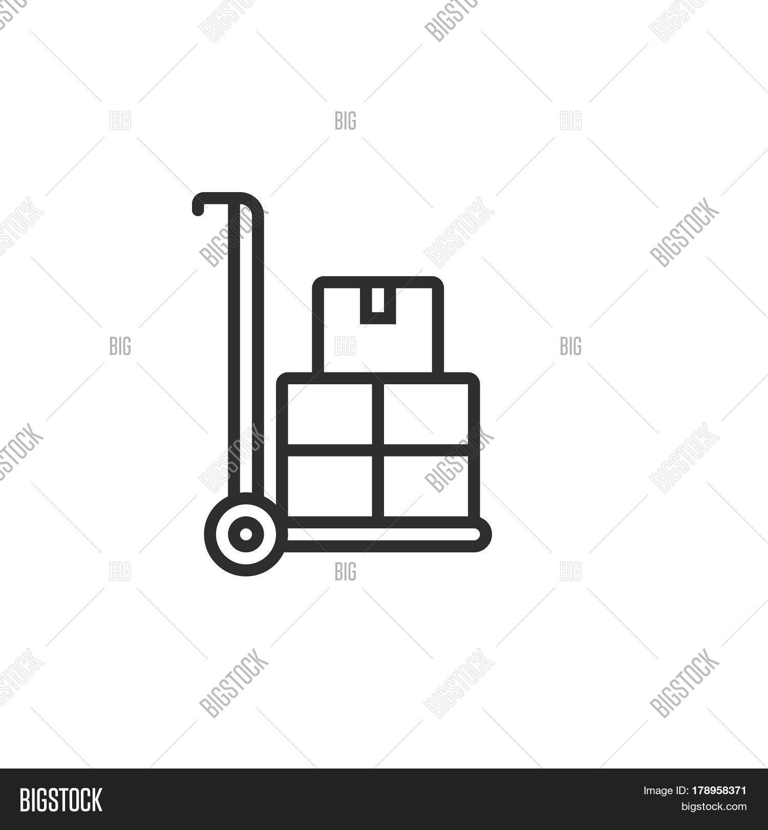 Hand Trolley Line Vector & Photo (Free Trial) | Bigstock