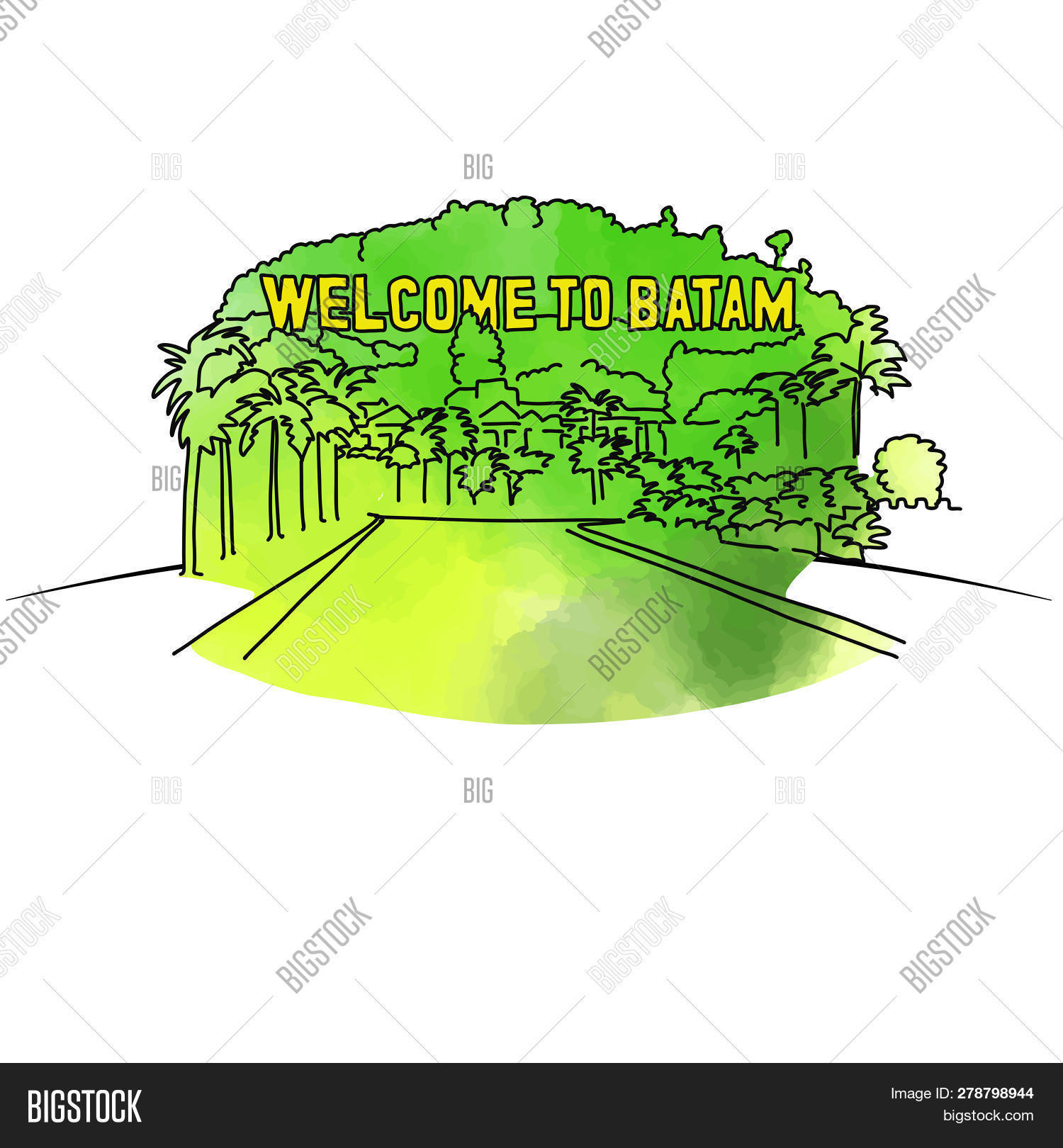 Welcome Batam Outline Vector & Photo (Free Trial) | Bigstock