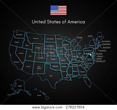 Real Color Of The United States America Map Labeled