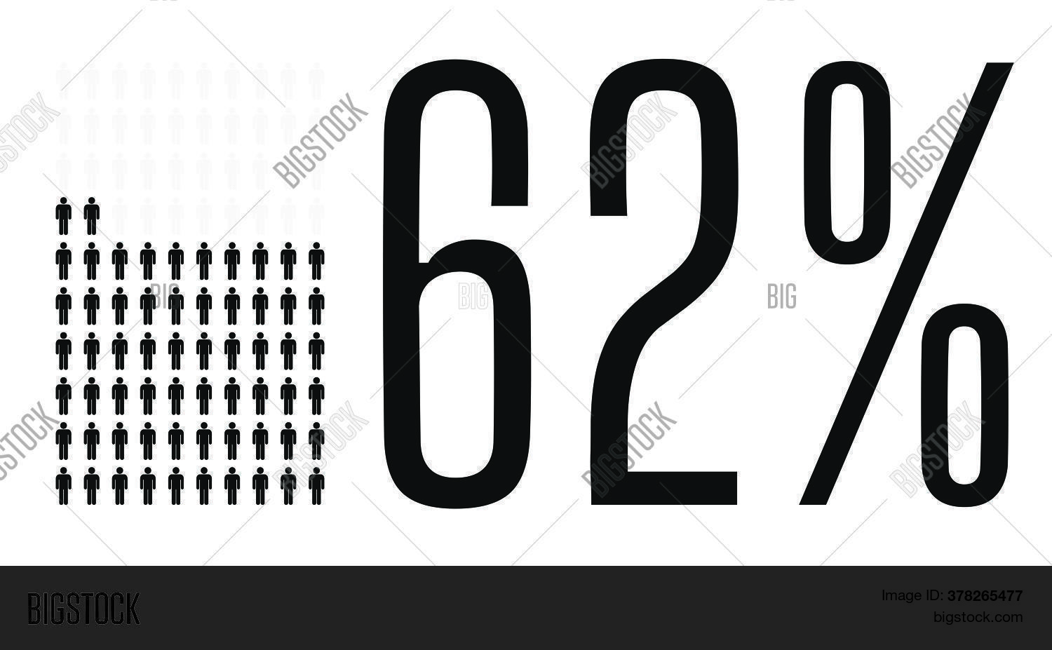 Sixty Two Percent Vector & Photo (Free Trial) | Bigstock