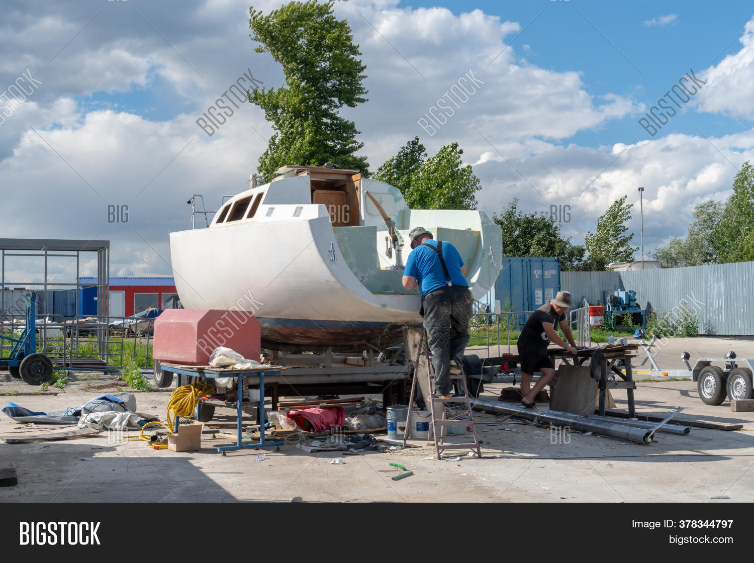 Two Men Repairing Boat Image & Photo (Free Trial) | Bigstock