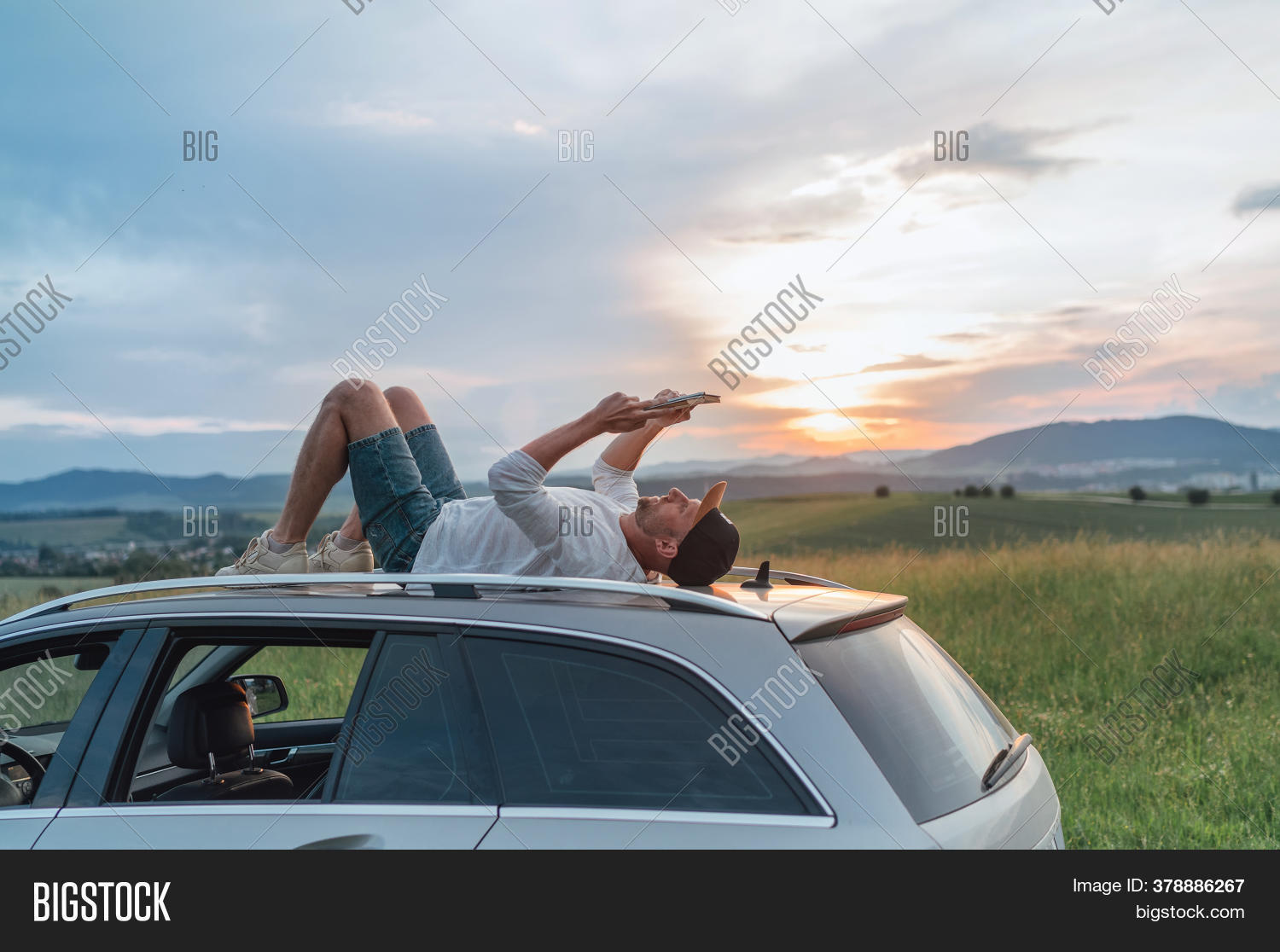 Young Man Lying On Car Image & Photo (Free Trial) | Bigstock
