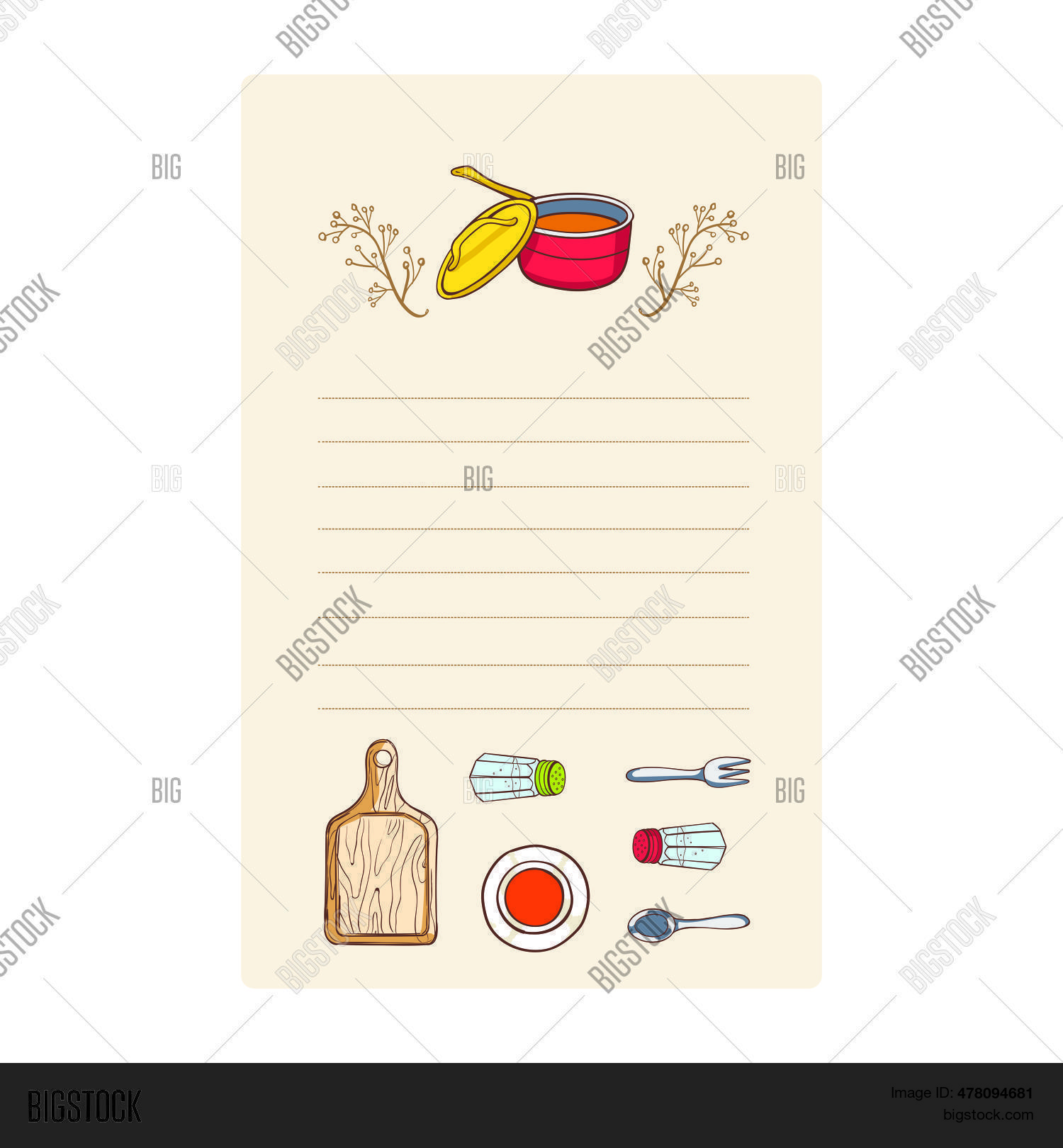 Recipe Card Kitchen Vector & Photo (Free Trial) | Bigstock