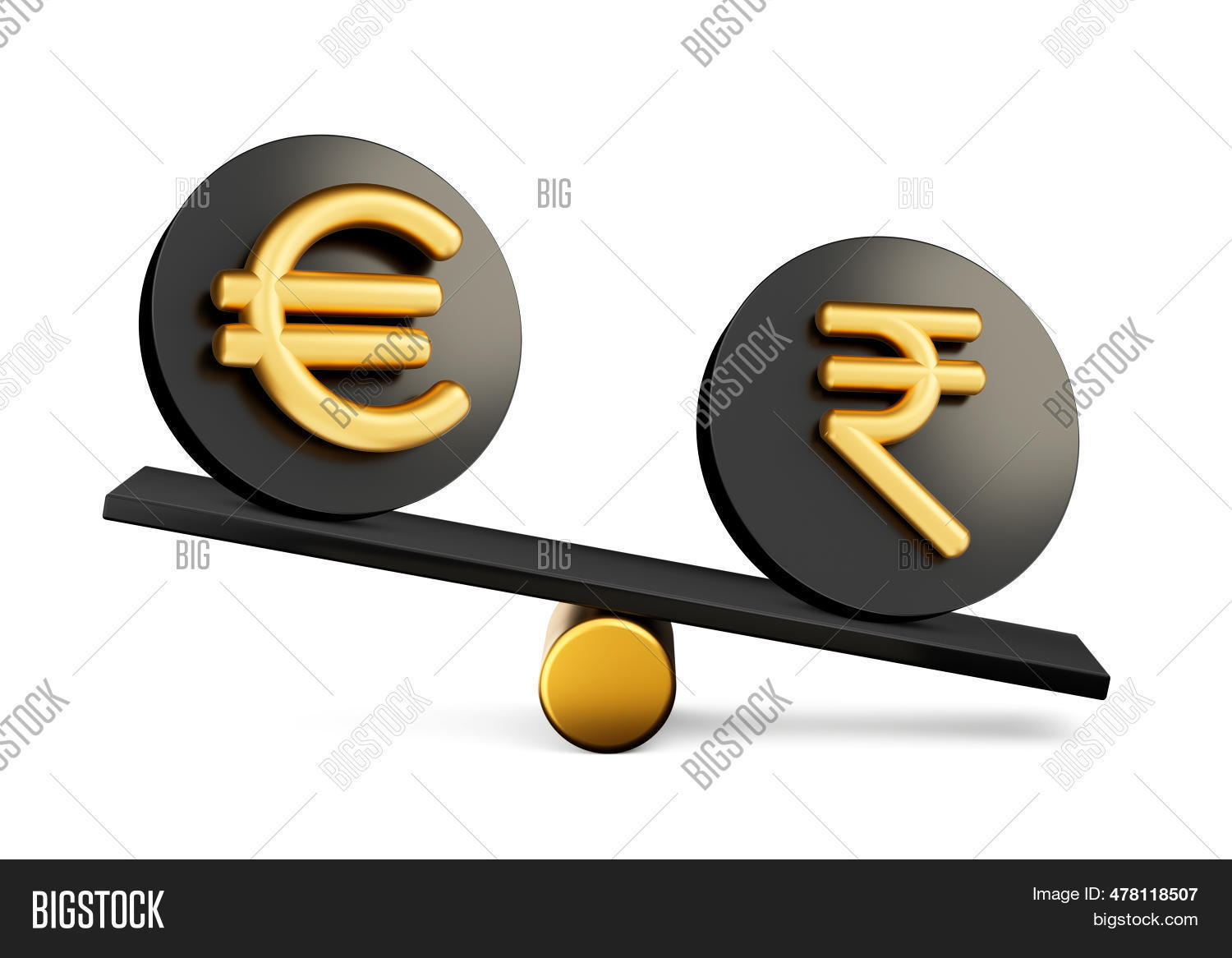 3d Golden Euro Rupee Image & Photo (Free Trial) | Bigstock
