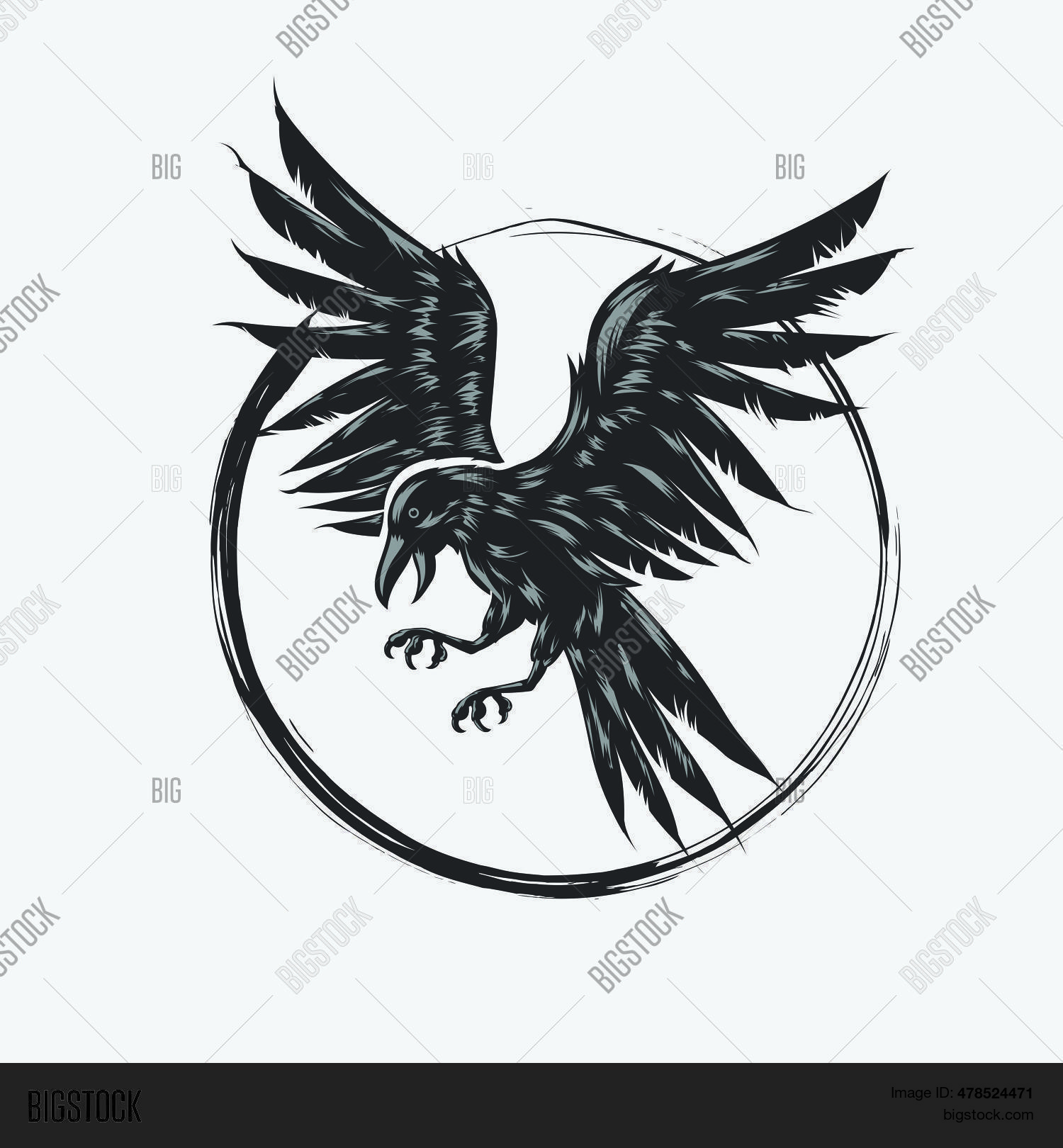 Flying Raven Vector Vector & Photo (Free Trial) | Bigstock