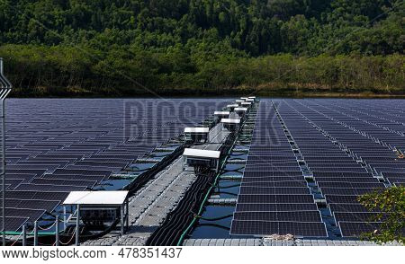 Solar Power Panels For Green Energy. Floating Solar Panels Or Solar ...