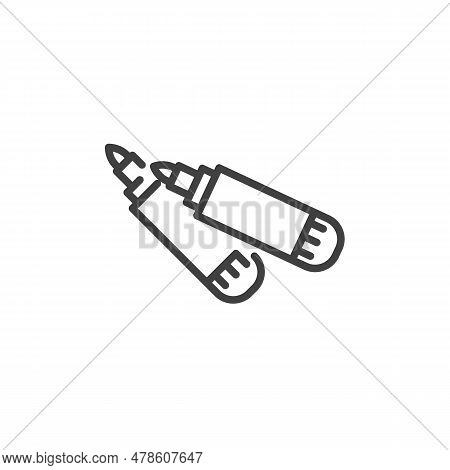 Marker Pens Line Icon Vector & Photo (Free Trial) | Bigstock